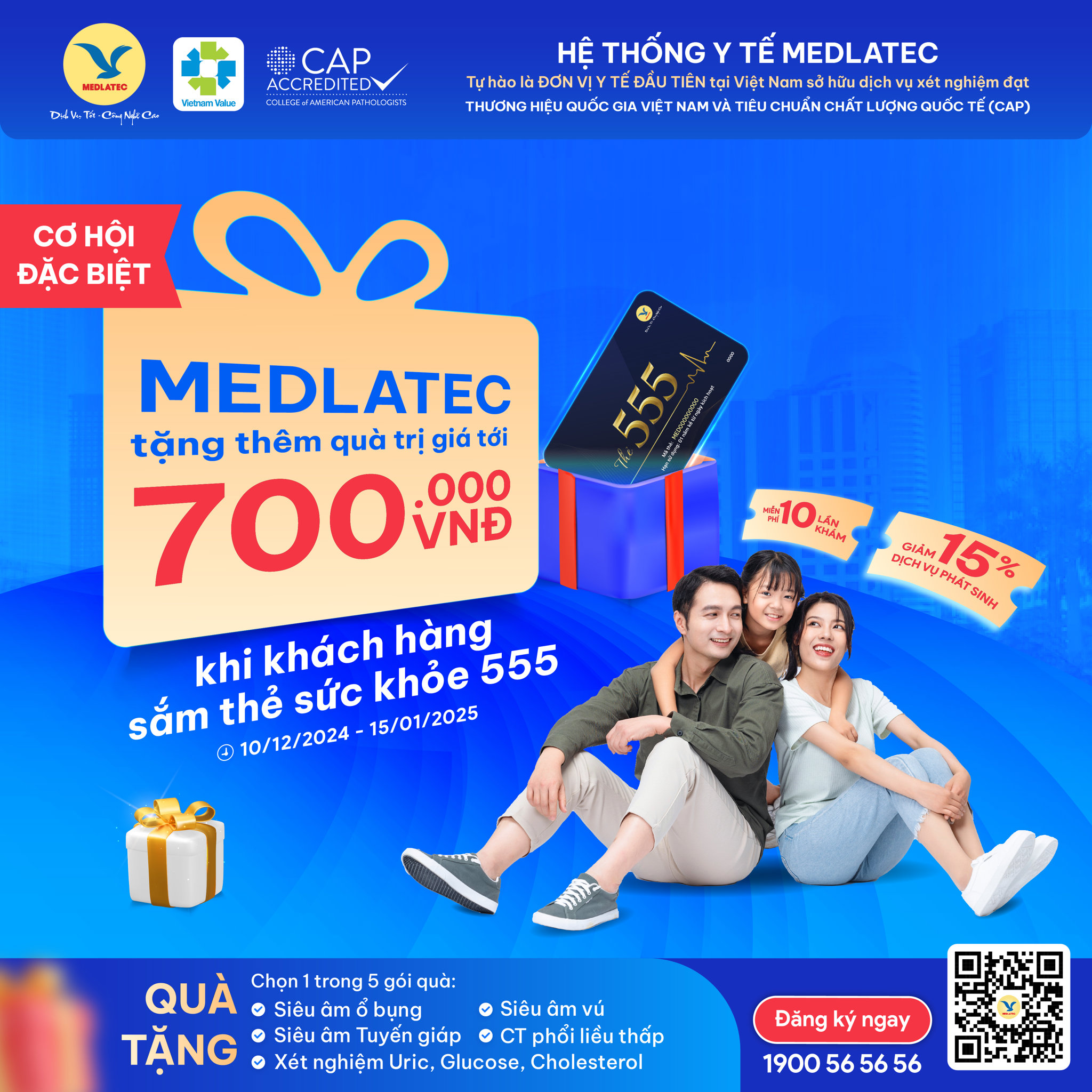 Ưu đãi siêu hấp dẫn lên tới 2.800.000 đồng dành cho khách hàng mua thẻ 555 của MEDLATEC